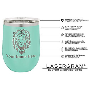 SkunkWerkz Wine Glass Tumbler, Mermaid, Personalized Engraving Included (Teal)