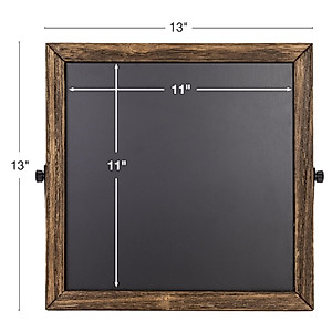 Excello Global Products Rustic Chalkboard Sign Wooden Frame with Adjustable Stand Menu Message Board Double Sided Display Magnetic Surface Reversible 11 x 11 Inches