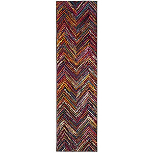 Safavieh Aruba Collection 2'3" x 8' Multi ARB505M Boho Chevron Runner Rug