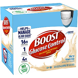 BOOST Glucose Control Balanced Nutritional Drink, Very Vanilla, Helps Manage Blood Sugar with No Artificial Colors, 6-8 FL OZ Bottles/Pack (Pack of 2)