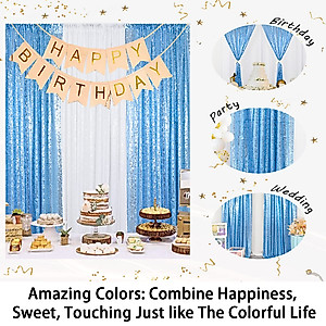 ShinyBeauty 4ft x 8ft Baby Blue Sequin Backdrop Curtain 2 Panels Sequin Wall Panel Backdrop Glitter Curtains Drapes or Parties Wedding Decoration