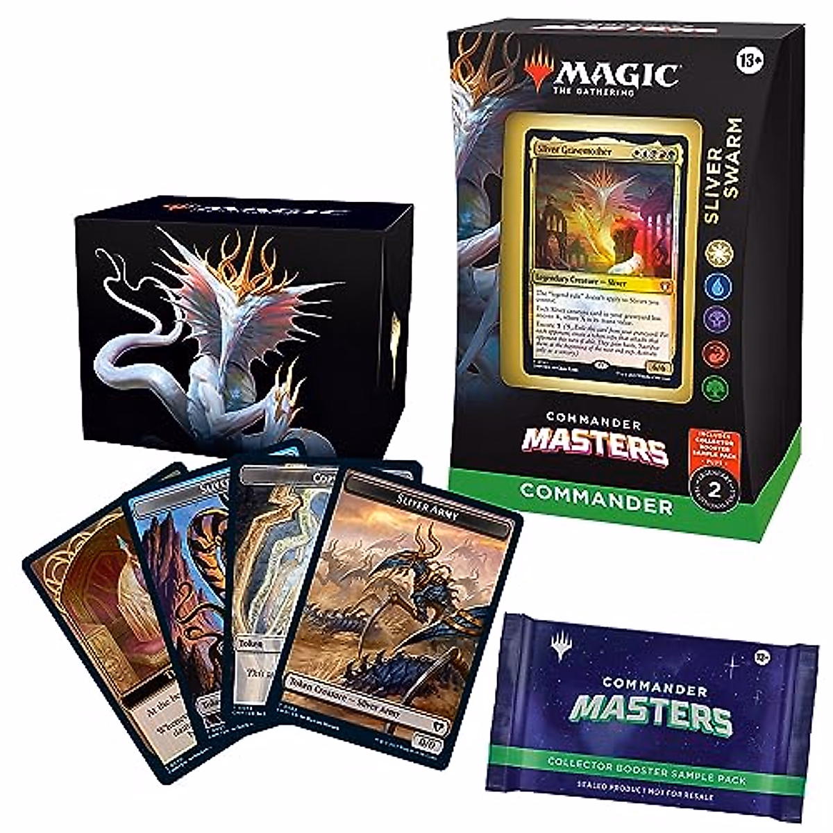 Magic: The Gathering Commander Masters Commander Deck - Sliver Swarm (100-Card Deck, 2-Card Collector Booster Sample Pack + Accessories)