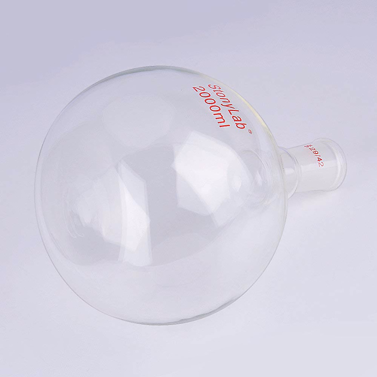 stonylab Heavy Wall Single Neck Borosilicate Glass Flat Bottom Boiling Flask, with 29/42 Standard Taper Outer Joint, 2000ml