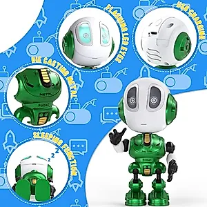 BROADREAM Stocking Stuffers, Robot Kids Toys, Mini Robot Talking Toys for Boys Girls Travel Toys Help Kids Talking for Christmas Stocking Stuffers, LED Lights and Interactive Voice Changer (Green)