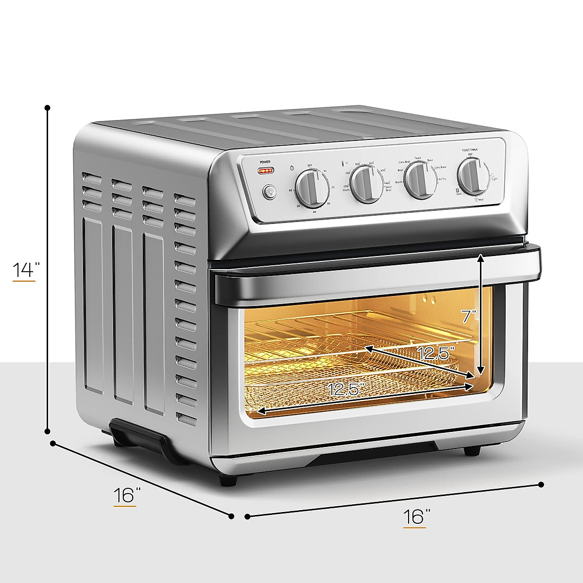 GOFLAME Convection Toaster Oven Air Fryer 7-in-1, 21.5 QT Airfryer Toaster Oven Combo Recipe, 4 Accessories Pull-out Crumb Tray, Air Fry Basket & Baking Tray Rack