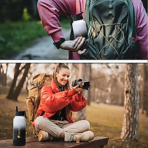 Lexlion Tea Infuser Bottle - Fruit Infuser Water Bottle 32 Oz, Triple Walled Insulated Stainless Steel Bottle, Thermal Leaf Infuser, Silicone Sleeve, 3 Lids Leakproof, Metal Mug Gallon