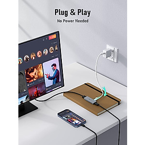 YEHUA Lightning to HDMI Adapter with 4FT Cable, 4K Digital AV HDMI Adapter for iPhone/iPad to TV/Projector, Video Audio Sync Screen Converter with Charging Port, Support All iOS Projector