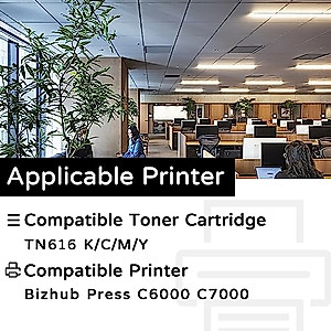 RIOMAN TN616 Toner Cartridge Compatible Replacement for Konica Minolta TN616 to Use with Bizhub Press C6000 C7000 Toner Printer Yellow