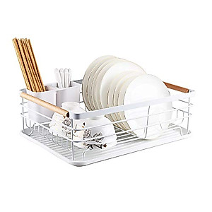 Dish Drying Rack, Space-Saving Kitchen Dish Rack, Rustproof Dish Racks for Kitchen Counter with Cutlery Holder, Drying Rack for Dishes, Knives, Spoons, and Forks