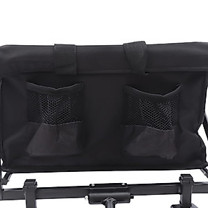 Collapsible Folding Wagon Cart - Heavy Duty Utility with 5 Inch All Terrain Wheels, Adjustable Handle, and 2 Cup Holders - Ideal for Beach, Garden, Shopping, and Camping - Black