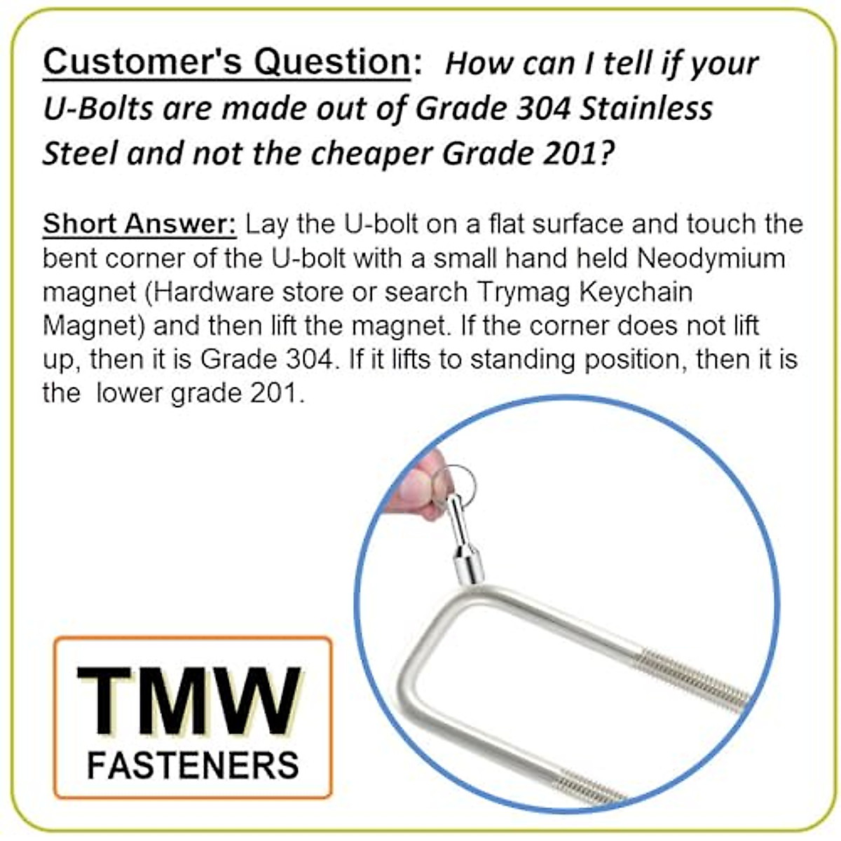 TMW - (8) 304 Stainless Steel Square U-Bolts 1/2" Diameter x 3-1/16" Inside Width x 4-5/16" Inside Height with 304 SS Lock Nuts and Washers for Boat and Utility Trailers Made in The U.S.A.