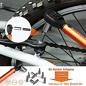 1/4 Inch Drive Click Torque Wrench, 27 PCS Bike Torque Wrench Set Double Scale (1-25Nm/8.9-221.3lb.in), 0.1Nm High Precision with Bit Sockets, 3/8 Adapter, Extension Bar, for Bicycle Maintenance
