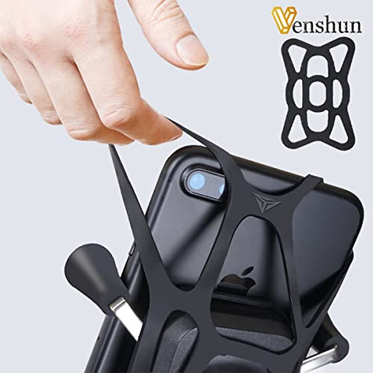 venshun Motorcycle Phone Holder Aluminum Alloy Material Sturdy and Durable Two U-Bolt Base 360°Rotating Suitable for All Phones Motorcycle Bike Handlebar Phone Mount
