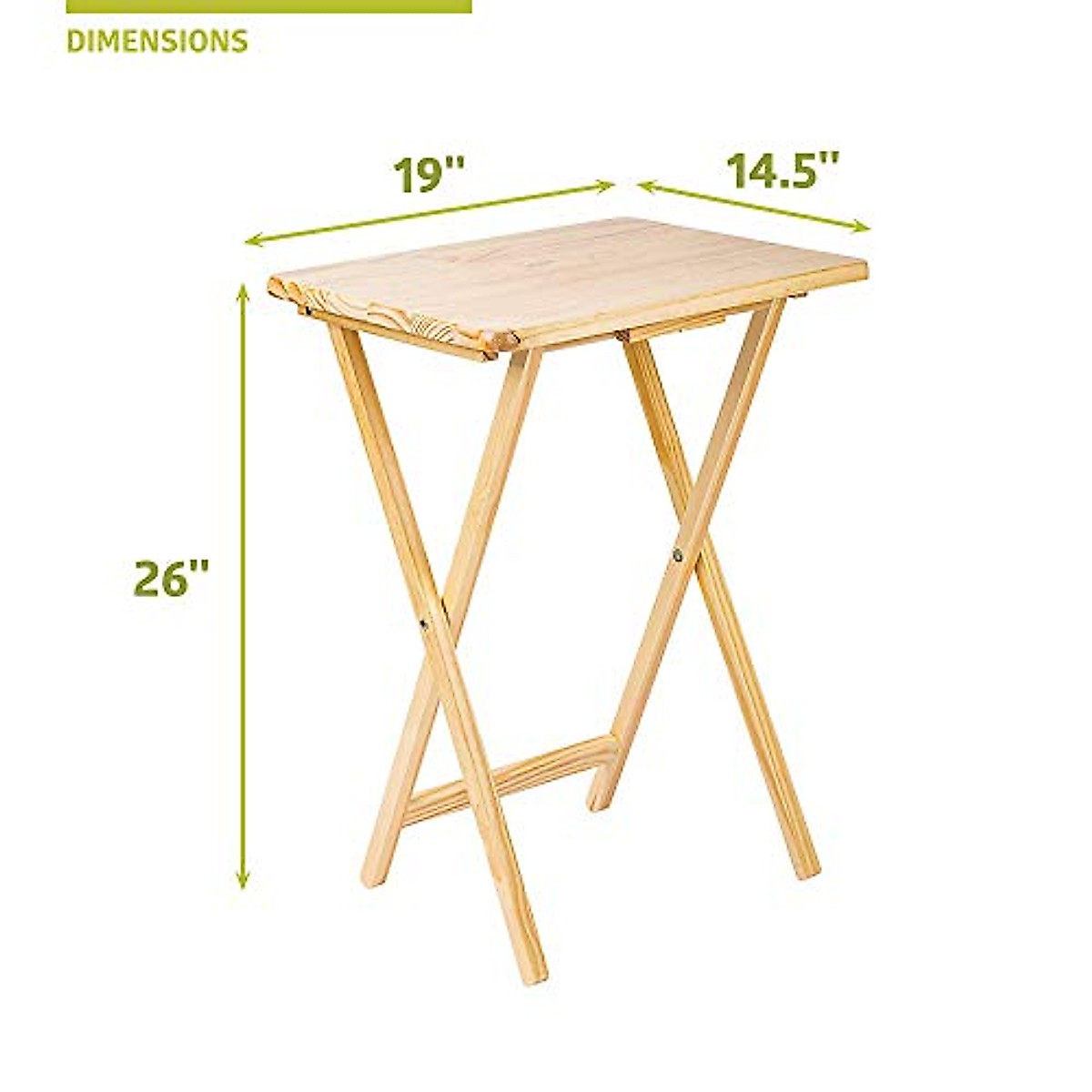 Pearington Ranchwood Folding TV Tray Table for Dining, Laptop Computer Stand, Gaming, Desk, 4-Pack, Natural Wood Finish