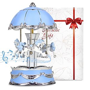 Saeifin Carousel Horse Music Box Gifts U R My Sunshine,Color Changing LED Lights Musical Carousel for Girls Women Mom Daughter,Christmas Anniversary Valentines Day Present Birthday Gifts (Blue)