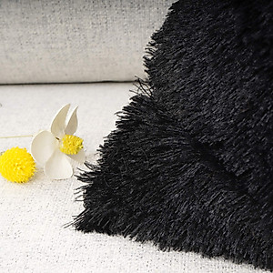 YOUR SMILE Pack of 2, Decorative New Luxury Series Merino Style Fur Throw Pillow Case Cushion Cover 18" x 18"(Black)