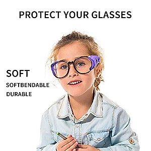 tchrules 6 Pairs Safety Eye Glasses Side Shields, Slip On Side Shields for Safety Glasses, Double Hole, Fits Most Safety Eyeglasses (Purple)