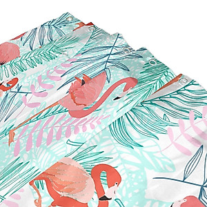 Burbuja Shower Curtain for Bathroom, Leaves and Flamingo Waterproof Washable Shower Bath Curtain for Home Hotels with 12 Hooks, 60x72 in