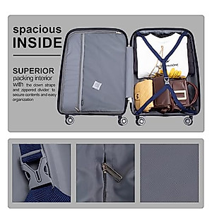 Tripcomp Hardshell Luggage Sets 3 Piece, Lightweight Suitcase Set with Spinner Wheels TSA Lock, Travel Carry-on and Checked Luggage, 3-Piece Set(20/24/28), Dark Bule