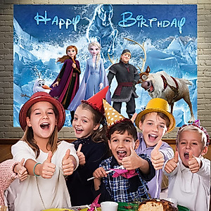Ice Princess Backdrops Ice Princess Theme Birthday Party Supplies Decorations Ice Snow Photography Background for Birthday Cake Table Decoration 5x3ft (Ice02)