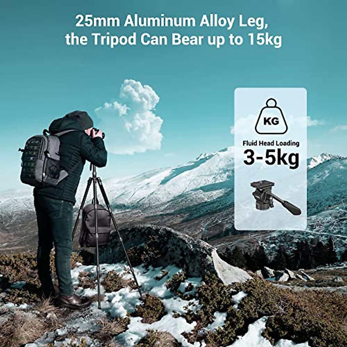 SmallRig 72" Video Tripod Monopod with Fluid Head, Aluminum Camera Tripod, 360° Panorama Ball Head for Travel, Video, Live Streaming, Vlogging, Adjustable Height from 16.5" to 72" - 3760