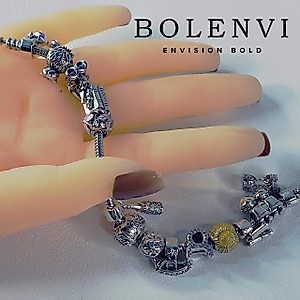 BOLENVI Tinkerbell Fairy Green Swarovski Crystals 925 Sterling Silver Dangle Pendant Charm Bead For Pandora & Similar Charm Bracelets or Necklaces