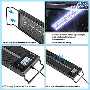 AMZBD Aquarium Lights, LED Aquariums Lights with Full Spectrum Adjustable 7 Colors,Programmable,Waterproof,Timer&DIY Mode for Freshwater Fish Tank or Plants Tank,Extendable Brackets (24-30 inch)