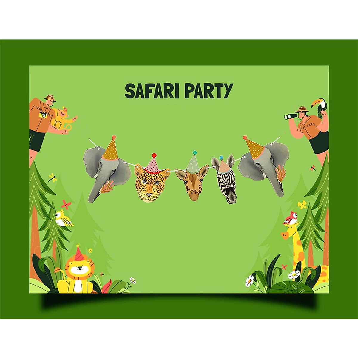 Jungle Safari Animals Party Decorations,Wild Animal Birthday Party Banner,Zoo Birthday Party Decorations,Animal Theme 1st Birthday Party Bunting Garland,Wild One Baby Shower Supplies,Woodland Animal Theme Decorations