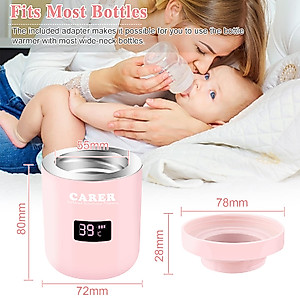 Portable Bottle Warmer Milk Warmers for Breastmilk or Formula, Travel Bottle Warmer Digital Display Thermostat Milk Heater for Baby Milk Perfect Temperature Fast Bottle Warmer Fits Most Bottle Size