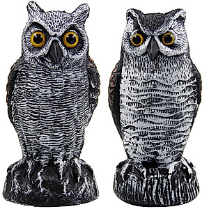 Hausse 2 Pack Fake Horned Owl | 3 Pack Spiral Reflectors Silver Mylar Spinner