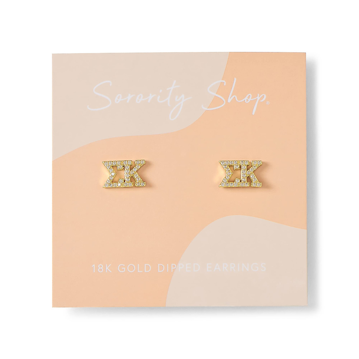 Sorority Shop Sigma Kappa Earrings — SK 18K Gold Plated Sorority Gifts Earrings, Long-Lasting Sigma Kappa Gifts for Women