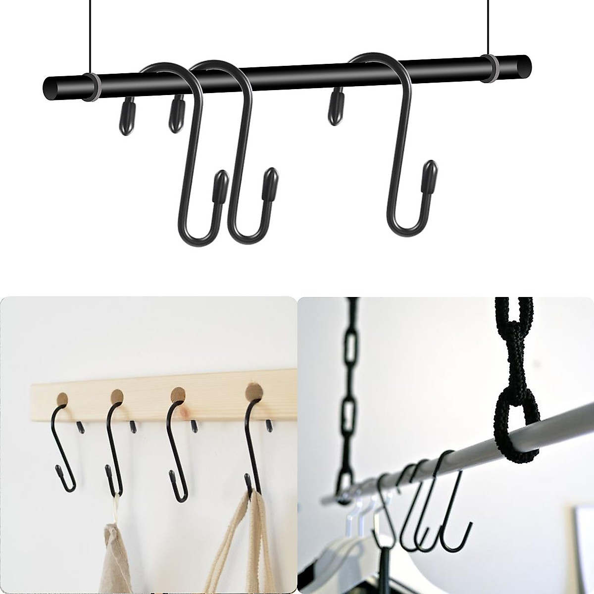 PENGBGOOL 4.3 inch Shower Door Hooks, 20 Pack Shower Glass Door Hooks, S Hooks for Hanging, Heavy Duty S Shaped Hooks for Wire Shelving, Garage, Garden, Bathing Suits, Robe, Towel, Squeegee