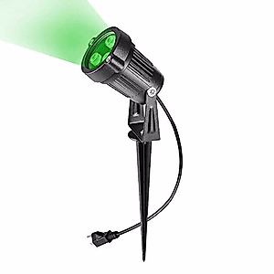 OurLeeme 3*3W LED Lawn Garden Flood Light US Plug Yard Patio Path Spotlight Lamp with Spike Waterproof Green Light AC 85-265V