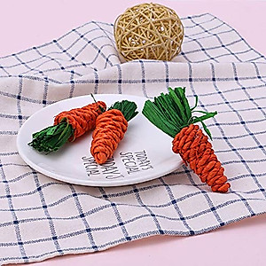 Szecl 3Pcs Carrot Rattan Hamster Chews for Teeth Grinding, Pet Mineral Chew Stone, Animals Bite Gnawing Treats for Rabbits Guinea Pigs Play Entertainment, Pet Cage Accessories Tooth Cleaning Tool
