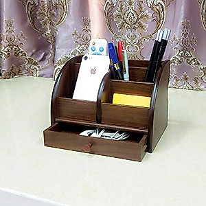 NA Desk organizer wood remote control holder with long drawer Office stationery storage and sorting organizer household small sundries storage box HeBen1025