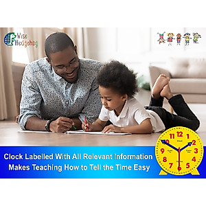 WISE HEDGEHOG Kids Telling Time Practice Learning Clock, 4 Inch Size Teaching Handheld Analog Clock, Geared Movement Makes Fingers Move Like Real Clocks, for School Classrooms and Homeschool Supplies