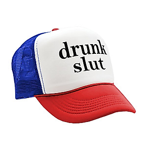Drunk Slut Party Hat Funny Trucker Hat for Wild Nights, Drinking Hat Snapback Trucker Cap, Rude and Humorous Design for Unforgettable Celebrations
