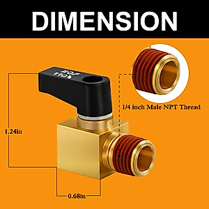 SUNROAD Air Compressor Valve Brass Drain Cock Ball Valve 1/4" NPT Male Thread Air Compressor Accessories 2pcs with Thread Seal Tape