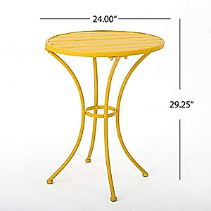 Christopher Knight Home Colmar Outdoor Iron Bistro Set, 3-Pcs Set, Matte Yellow