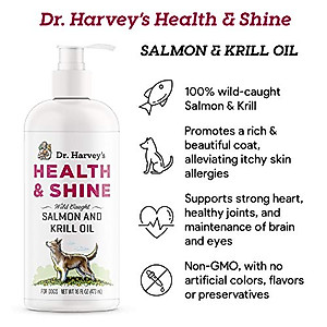 Dr. Harvey's Health & Shine Salmon and Krill Fish Oil for Dogs- Supports Healthy Heart, Brain, and Eyes (16 FL OZ)