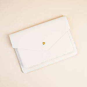 Benfan Leather Laptop Sleeve 13 Inch Compatible for 2022 13inch MacBook Air M2,13 MacBook Pro M2, Surface Pro 3 4 5 6 7, Dell XPS 13 Color White