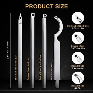 Carbide Lathe Tools, Wood Lathe Tools with Removable Handle, 【Latest Upgraded】Turning Tool with Adjustable Connector including Swan Neck Hollower, Rougher, Finisher(Alloy Tool Set) Black