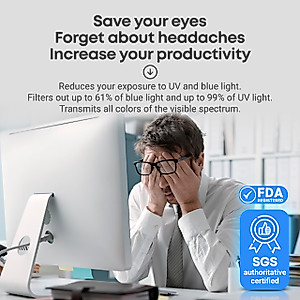 Universal Blue Light Blocking Screen Protector Panel for 23, 23.6, 23.8, 24 inch Diagonal LED PC Monitor Anti-UV Eye Protection Filter Film - Widescreen Monitor Frame Hanging Type (W 21.2" X H 13.4")