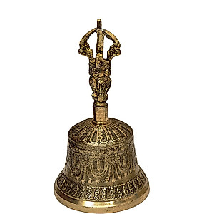 Tibetan Buddhist Meditation Bell and Dorje Set Made from traditional Tibetan formula of 7 metals (7-Inch)