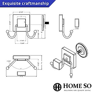 HOME SO Suction Cup Hooks for Shower, Bathroom, Kitchen, Glass Door, Mirror, Tile – Loofah, Towel, Bath Robe Removable Hook Holder – Prisma Collection, Stainless Steel Chrome (2-Pack)…