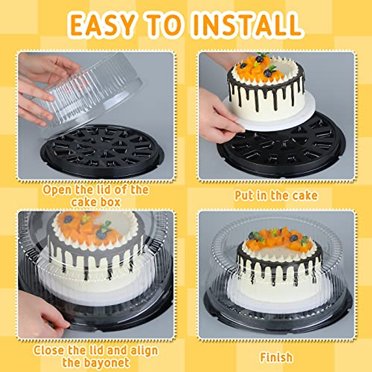 30 Pieces Cake Containers with Lids Round Cake Carrier 11 Inch Plastic Containers for Cake with Lid Disposable Cake Containers Carriers for Food Cake PET Cake Carries for Transport