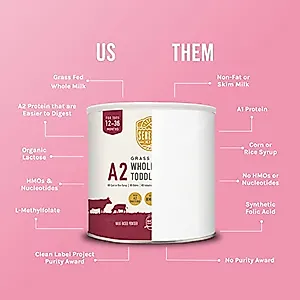 Serenity Kids Toddler Formula Powder Drink Made with Grass Fed Organic A2 Whole Milk | Easy to Digest, Clean Ingredients | Clean Label Project Purity Award Certified | 12.7 oz Can | 1 Count