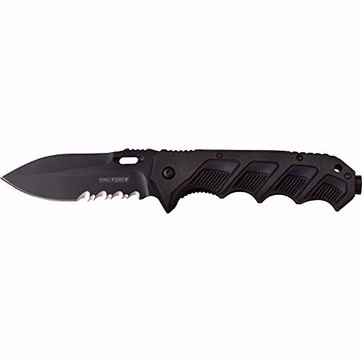 TAC Force Spring Assisted Knife, Black/Black Double Injection Handle, 3.75"