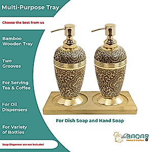 IBNBAQAR Wooden Tray | Oil Dispenser Tray 19.3 * 9.14 cm (1 Piece) |7.7X3.7 Wooden Serving Tray | Mini Bamboo Tray | Wooden Tray for Cooking Oil Bottles | Soap Dispenser Tray