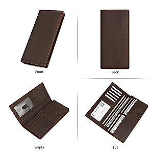 Kattee Men's Vintage Genuine Leather Long Wallet for Checkbook Credit Cards
